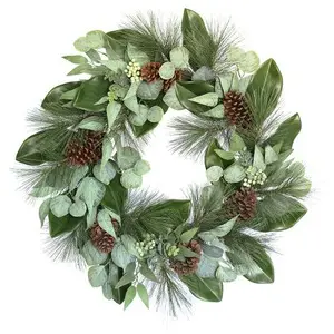 CG HUNTER 28 Inch Magnolia, Eucalyptus, Pinecone - Green