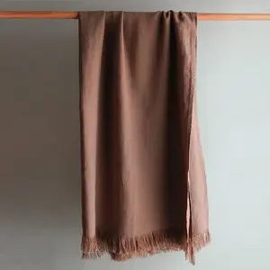 CG HUNTER Throw Blanket With Fringe - Brown