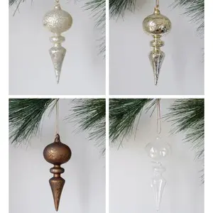 CG HUNTER Assorted Neutral Palette Glass Finial Ornament - Crème