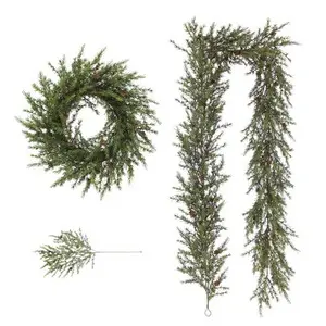 CG HUNTER 9' Artificial Pine Garland With Pinecones - Green