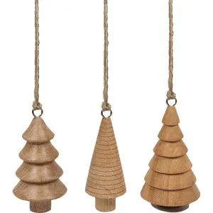 CG HUNTER 5" Wooden Tree Christmas Ornaments - Earth Tones