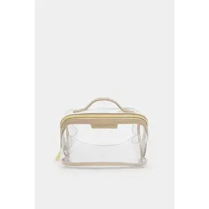 KATIE LOXTON Medium Clear Makeup And Toiletry Bag - Light Taupe