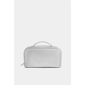 KATIE LOXTON Medium Patent Crackle Makeup And Toiletry Bag - Silver