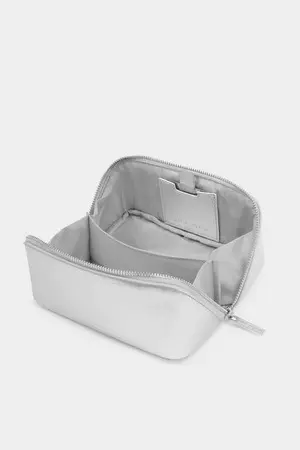 KATIE LOXTON Patent Crackle Fold-out Mirror Makeup Bag - Silver