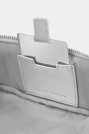 KATIE LOXTON Patent Crackle Fold-out Mirror Makeup Bag - Silver