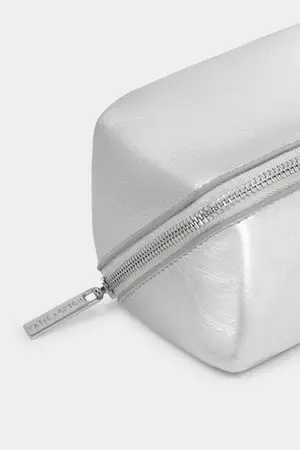 KATIE LOXTON Patent Crackle Fold-out Mirror Makeup Bag - Silver