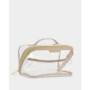KATIE LOXTON Large Clear Makeup And Toiletry Bag - Light Taupe