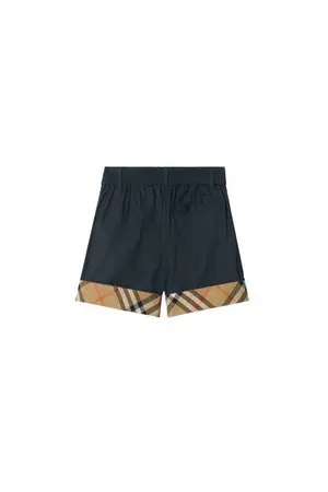 Burberry Check Turn-up Cotton Shorts - Navy