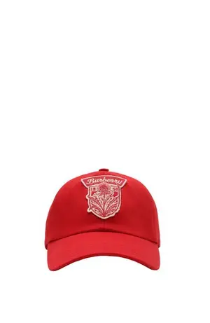 Burberry Thistle Shield Gabardine Baseball Cap - Poppy Red