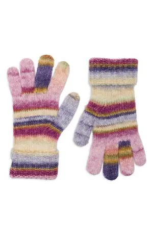 Treasure & Bond Mélange Stripe Knitted Gloves - Burgundy