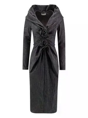 Alberta Ferretti Ruffled Long-sleeve Midi Dress