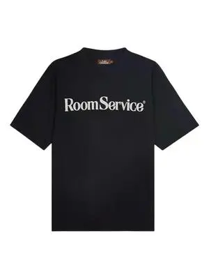 LATE CHECKOUT Room Service-print Cotton T-shirt - Black