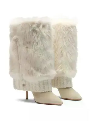 Casadei 80mm Buttoned Boots With Fur Overlay