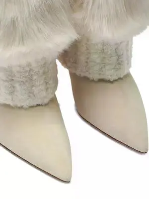Casadei 80mm Buttoned Boots With Fur Overlay