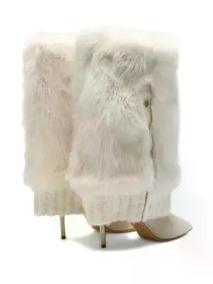 Casadei 80mm Buttoned Boots With Fur Overlay