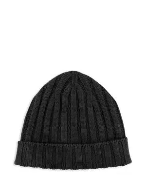 FILIPPO DE LAURENTIIS Ribbed Merino Wool Beanie - Black