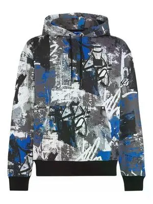 Karl Lagerfeld Abstract-print Hoodie - Grey
