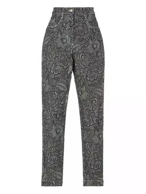 TEMPERLEY LONDON Floral-print Denim Trousers - Black