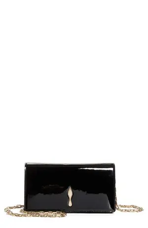 CHRISTIAN LOUBOUTIN Bettina Patent Leather Clutch - Black/gold