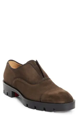 CHRISTIAN LOUBOUTIN Alpha Lion Cap-toe Slip-on - Cafe