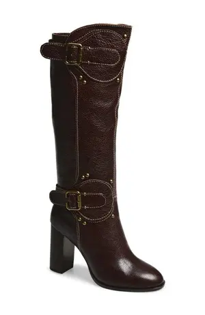 Jeffrey Campbell Chantel Knee High Boots - Brown Crinkle Bronze