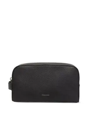 Calvin Klein Pebbled Leather Wash Bag - Black
