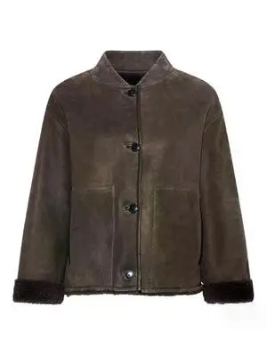 YVES SALOMON Suede Shearling Varsity Jacket