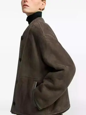 YVES SALOMON Suede Shearling Varsity Jacket