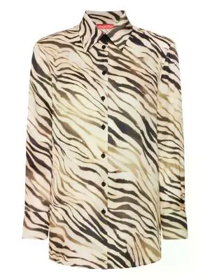 ELENA MIRO` Tiger-print Buttoned Shirt