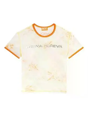 DIESEL® Latina Foreva" T-shirt With Crystal Embellishments - Neutrals