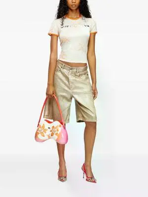 DIESEL® Latina Foreva" T-shirt With Crystal Embellishments - Neutrals