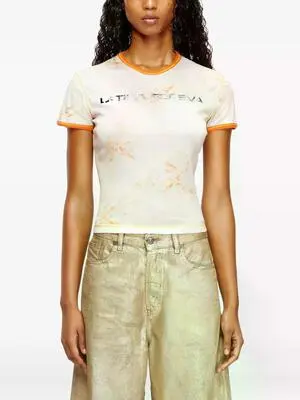 DIESEL® Latina Foreva" T-shirt With Crystal Embellishments - Neutrals