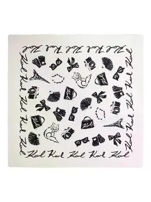 Karl Lagerfeld Signature Graphic-print Scarf - White