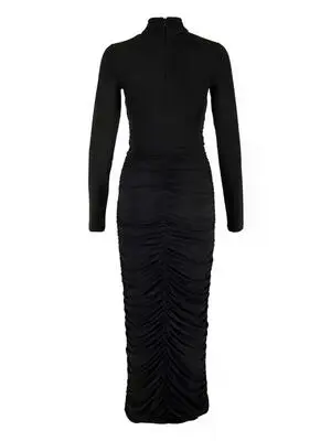 Balmain Ruched Midi Dress - Black
