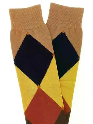 BALLANTYNE Diamond-patterned Socks - Neutrals