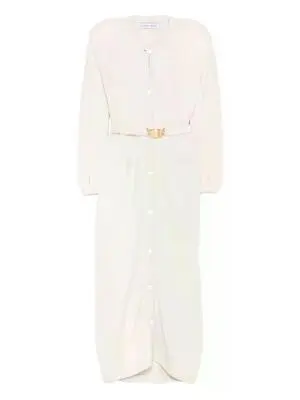 ROWEN ROSE Button Belted Cardigan-coat - White