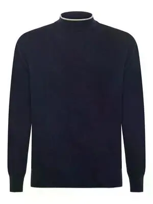 Eleventy Ribbed Knit Turtleneck Sweater - Blue