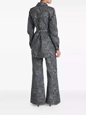 TEMPERLEY LONDON Floral-print Belted Denim Jacket - Black