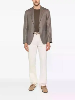 Canali Herringbone Patch-pocket Jacket - Brown