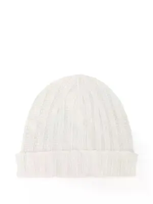 FILIPPO DE LAURENTIIS Ribbed Merino Wool Beanie - White