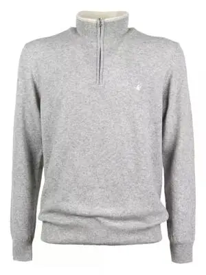 BROOKSFIELD Zip Mock-neck Sweater - Grey