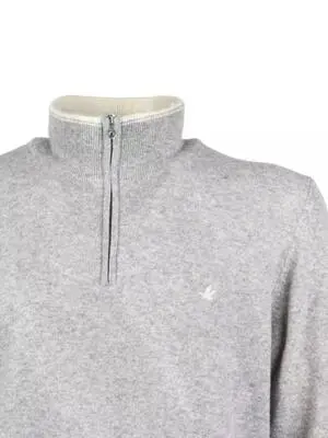 BROOKSFIELD Zip Mock-neck Sweater - Grey