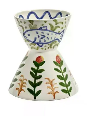 SERAX Fish Floral-painted Vase - White