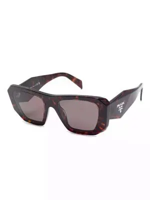 Prada Symbole Geometric-frame Sunglasses - Brown