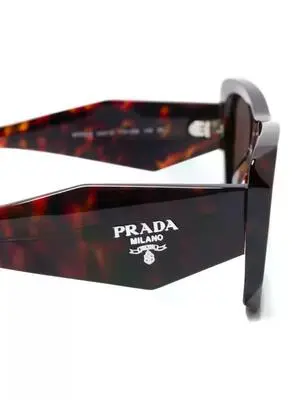 Prada Symbole Geometric-frame Sunglasses - Brown