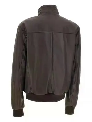 STEWART Ribbed-trim Leather Jacket