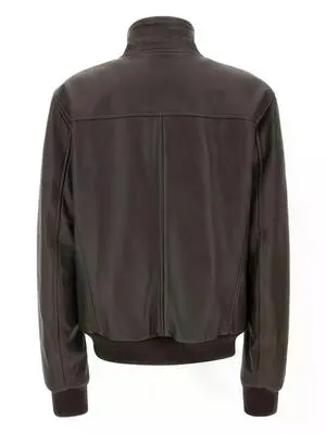STEWART Ribbed-trim Leather Jacket