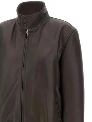 STEWART Ribbed-trim Leather Jacket