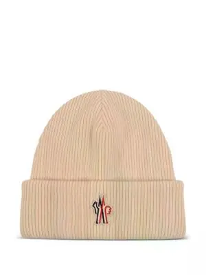 Moncler Ribbed Logo-patch Beanie - Neutrals