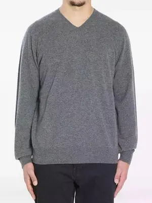 THE ROW Rod V-neck Ribbed Sweater - Grey